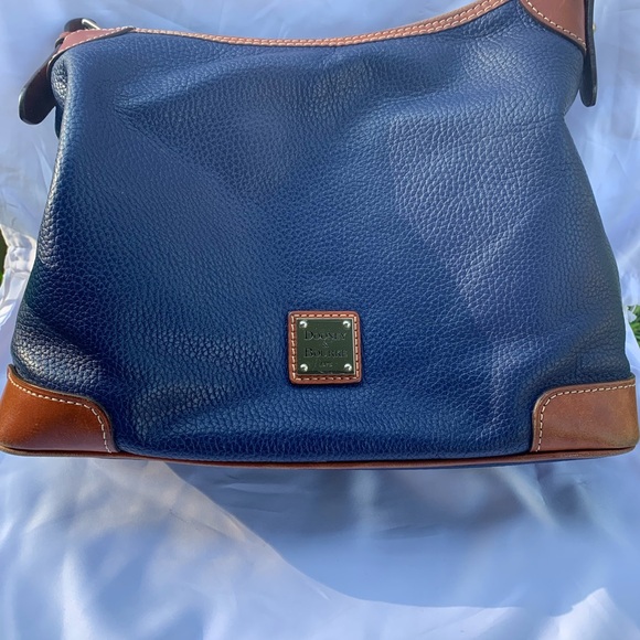 Dooney & Bourke | Bags | Dooney Bourke Navy And Chestnut Leather ...